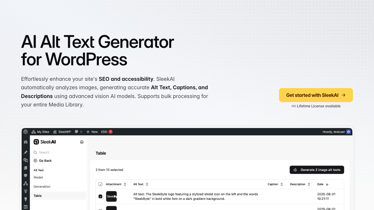 Alt Text – SleekAI | The AI toolkit for WordPress