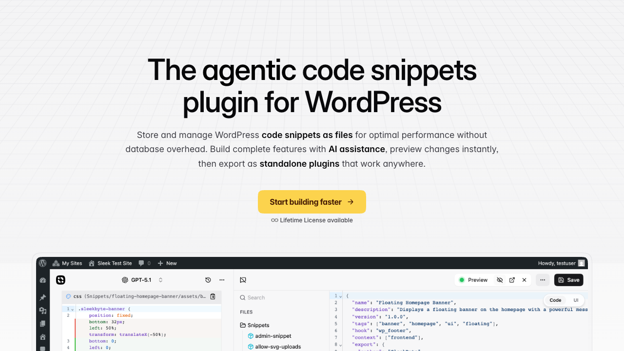 SleekByte – The agentic code snippets plugin for WordPress | The ...