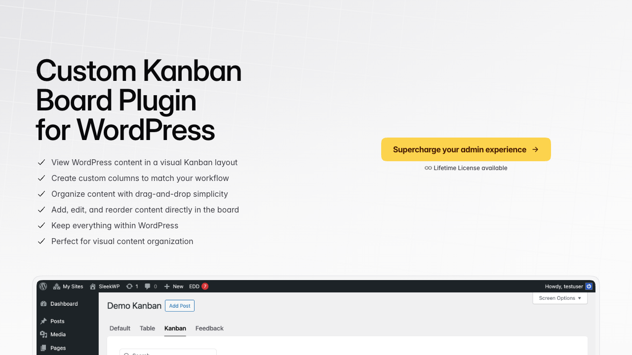 Custom Kanban Plugin for WordPress – SleekView | Turn any Post Type into a Data Table Kanban ...